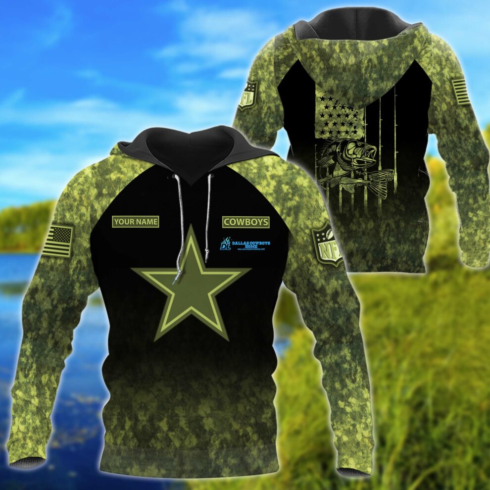 Men's Camo Custom Dallas Cowboys Green Hoodie - Dallas Cowboys Home